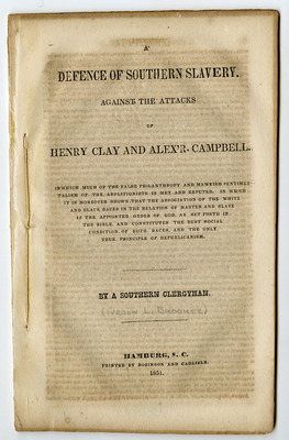 "A Defense of Southern Slavery - Accession 1194 - M562 (615)" by Iveson ...