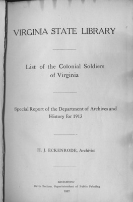 "List of the Colonial Soldiers of Virginia - Accession 715 no. 54" by ...