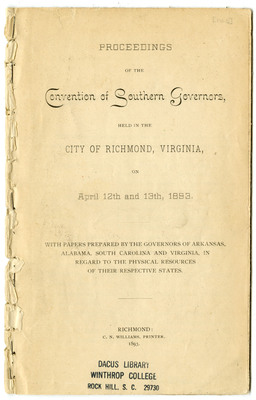 "Proceedings of the Convention of Southern Governors - Accession 1197 ...